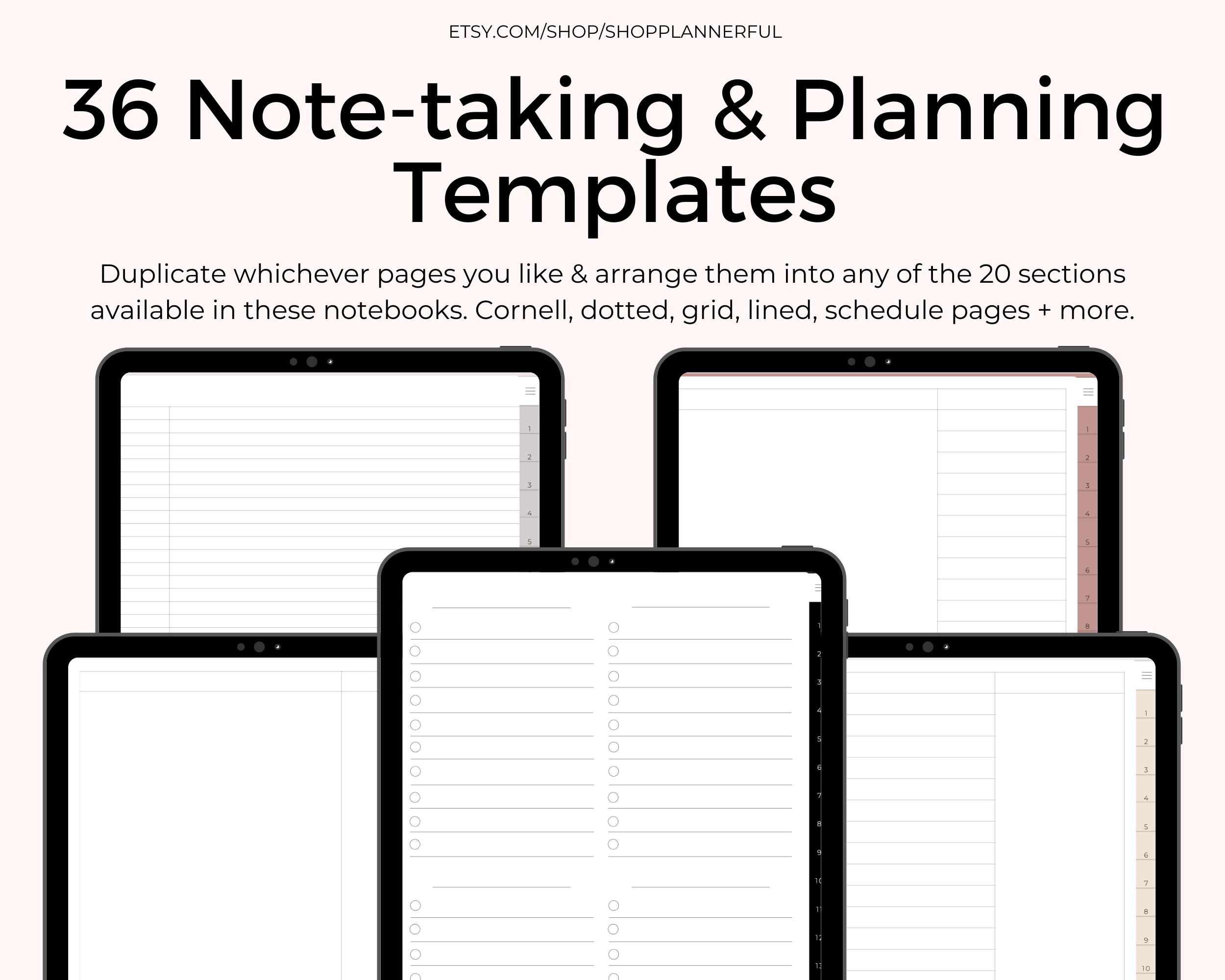 20 Tab Hyperlinked Digital Notebook Goodnotes Notability Cornell Dotted ...