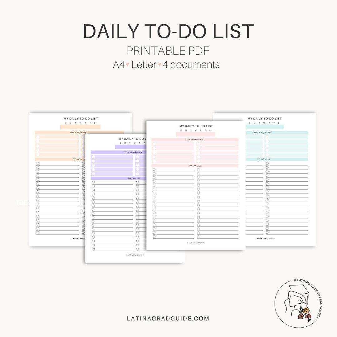 Daily To-do List Printable Digital Download - Etsy