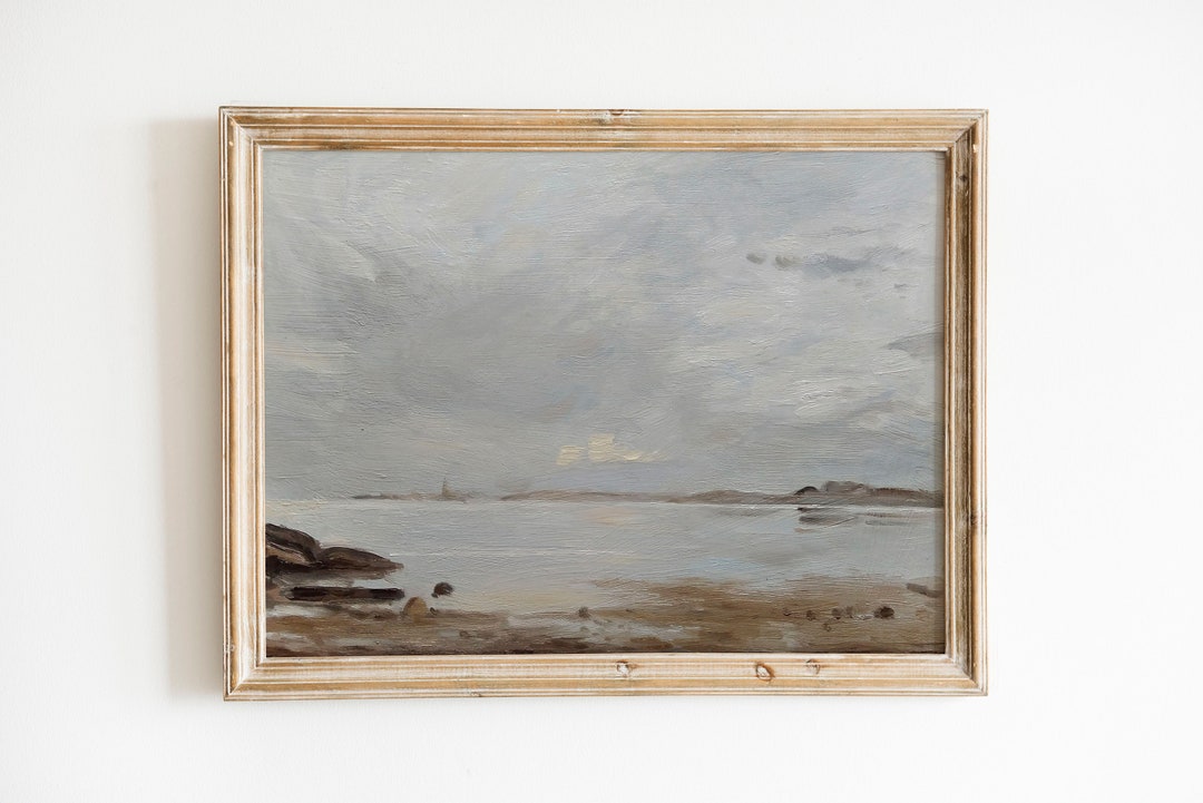 Muted Beach Landscape ORIGINAL Oil Painting, Clouds Art Painting ...