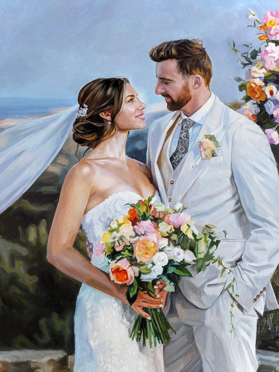 Custom ORIGINAL Oil Painting From Photo Wedding Portrait Art Commission ...
