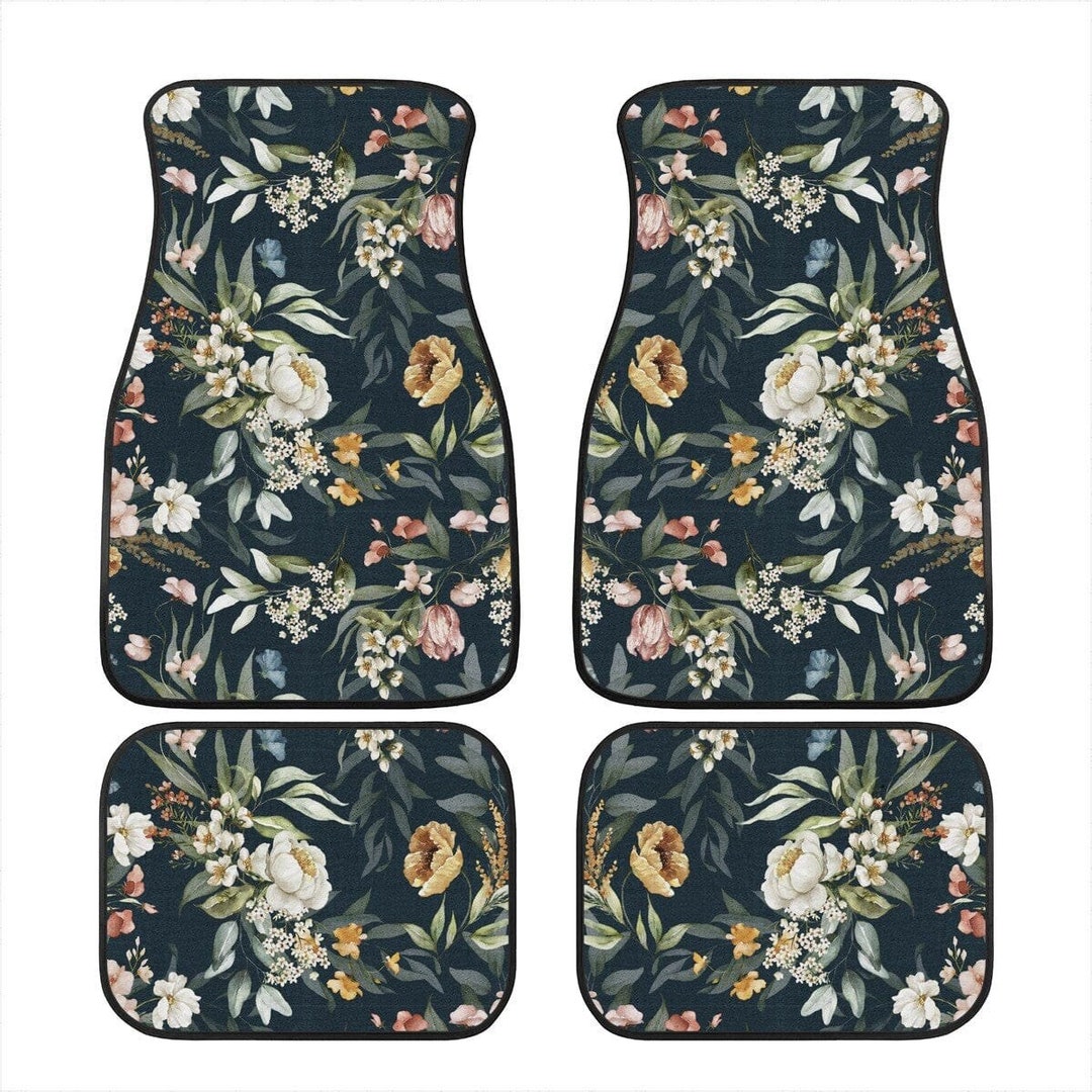 Boho Flowers Car Mats, Car Accessories for Women, Floral Car Floor Mats ...
