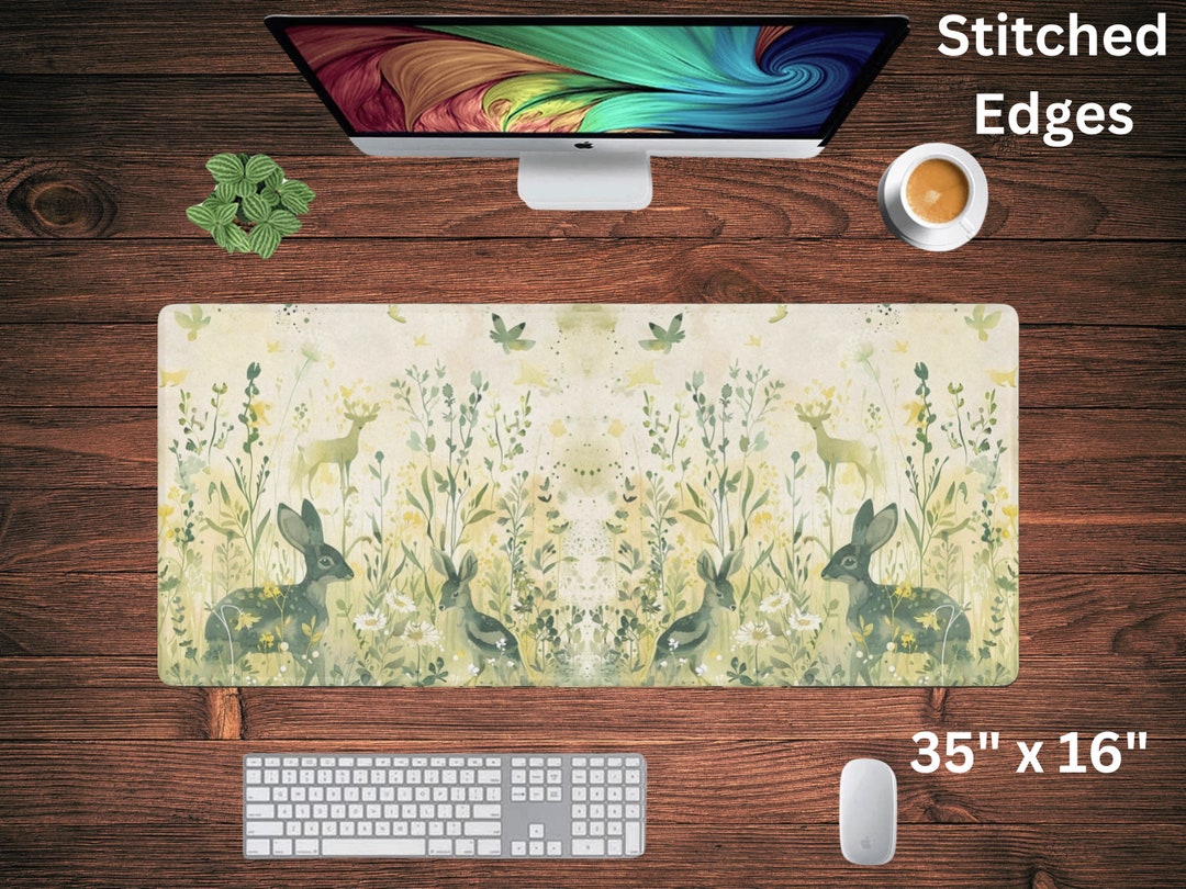 Woodland Animals Desk Mat, Green Desk Mat, Desk Mat Aesthetic, Desk Mat ...