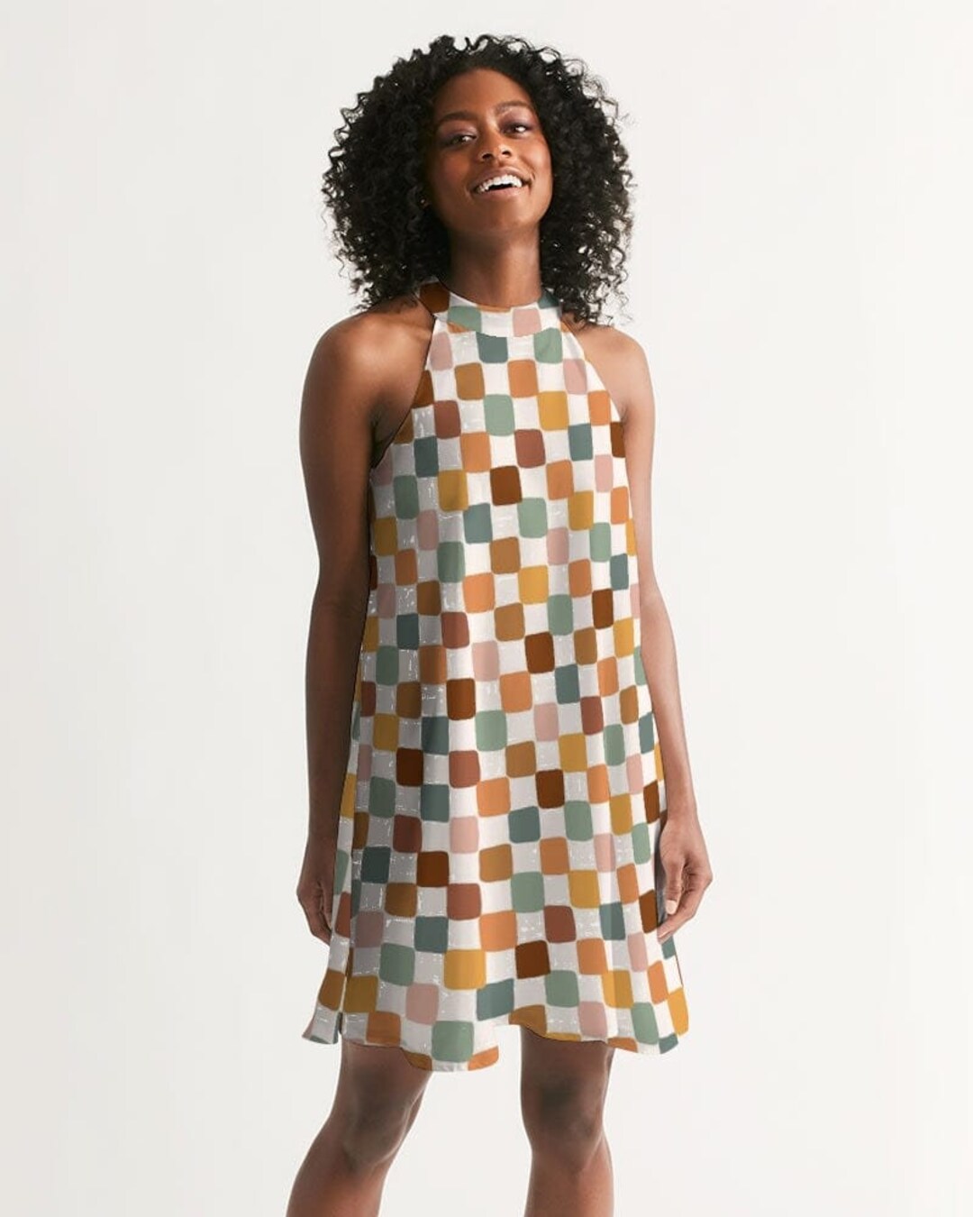 Boho Checkered Dress, Checkered Clothes for Woman, Checkered Dress ...