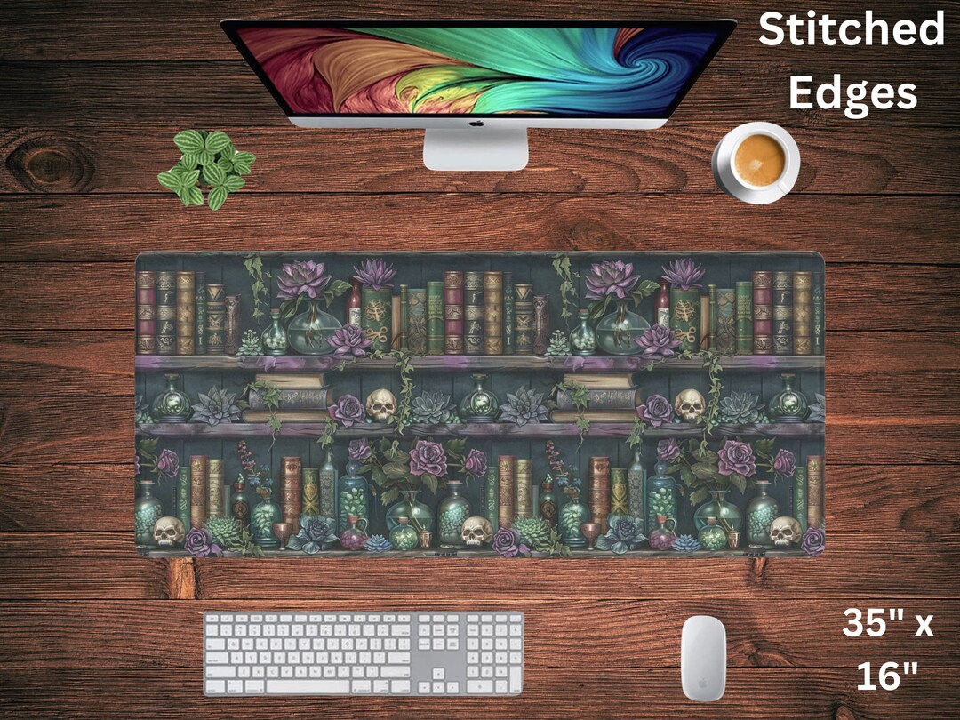 Dark Academia Vintage Botanical Witch Desk Mat, Vintage Alchemy Desk ...