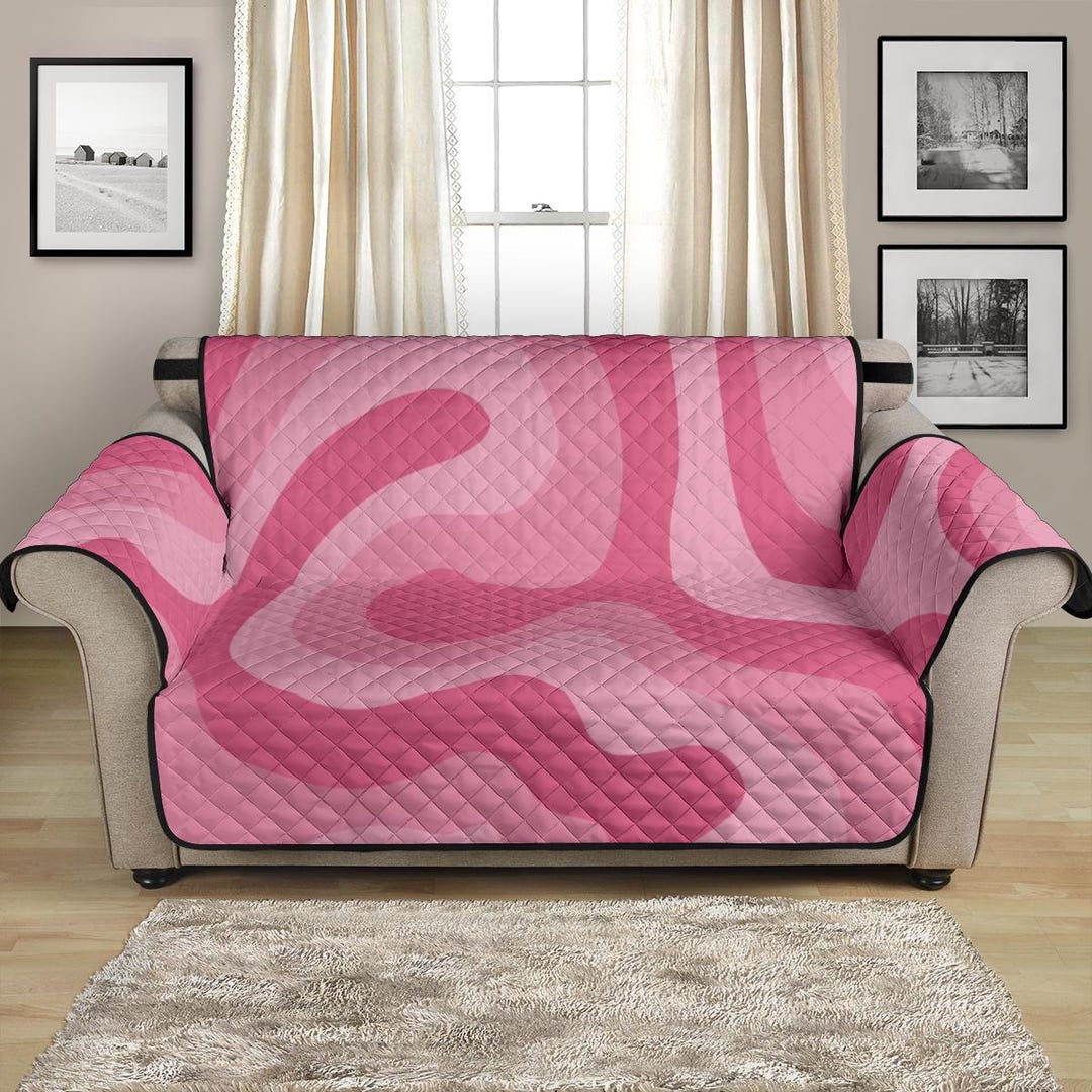 Pink Retro Print Couch Cover, Couch Cover for 3 Seat, Couch Cover 2 ...