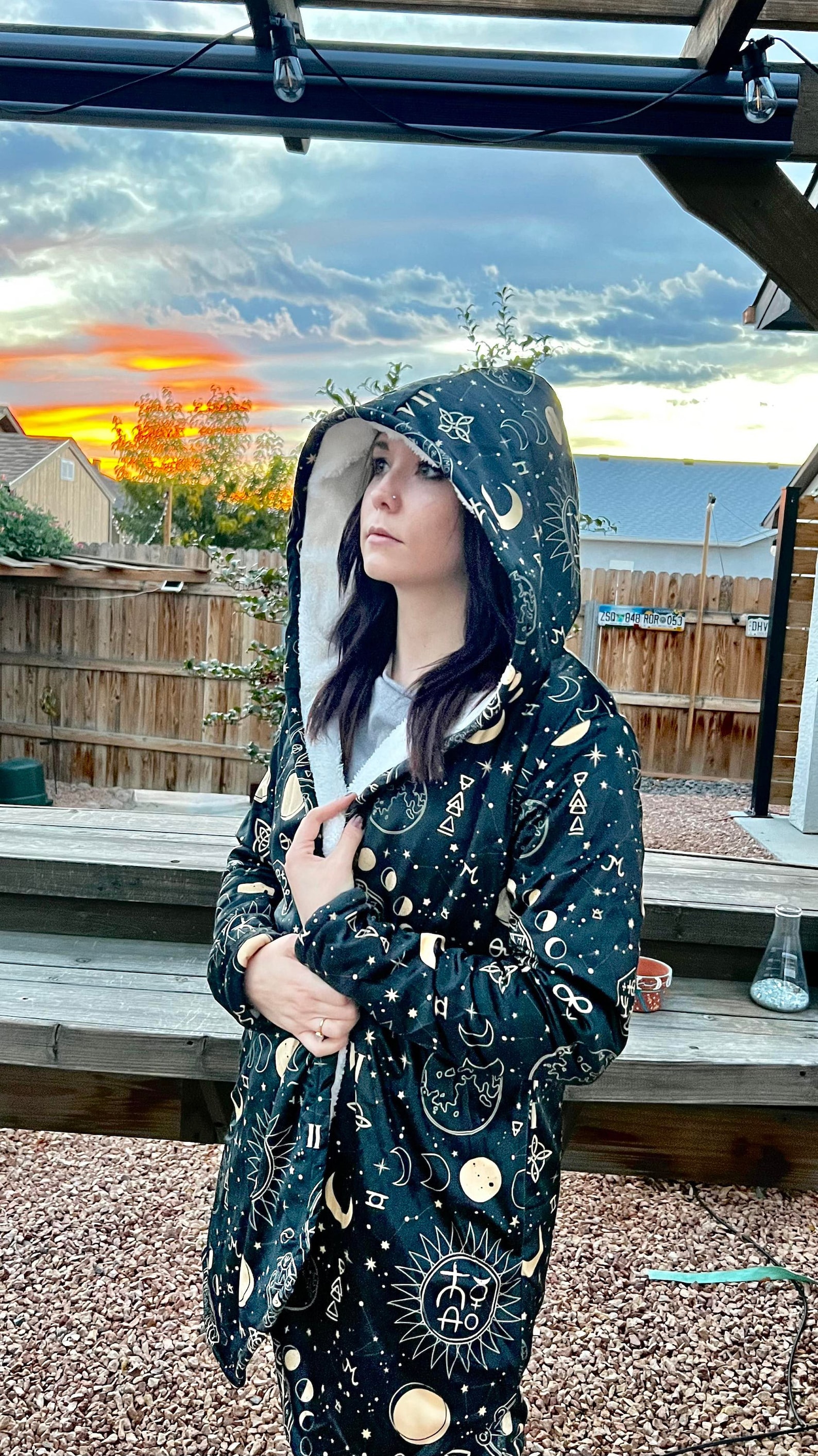 Celestial Hooded Cloak, Cloak With Hood, Festival Cloak, Psychedelic ...