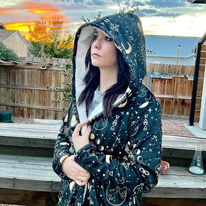 Celestial Hooded Cloak, Cloak With Hood, Festival Cloak, Psychedelic ...