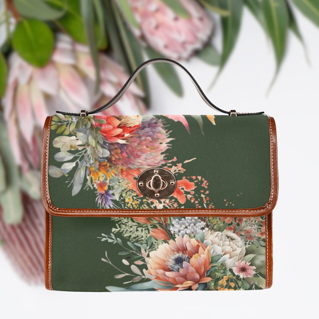 Australian Native Flowers Bag, Satchel Bag, Canvas Crossbody Bag, Vegan ...