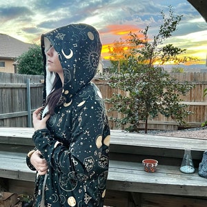 Celestial Hooded Cloak, Cloak With Hood, Festival Cloak, Psychedelic ...