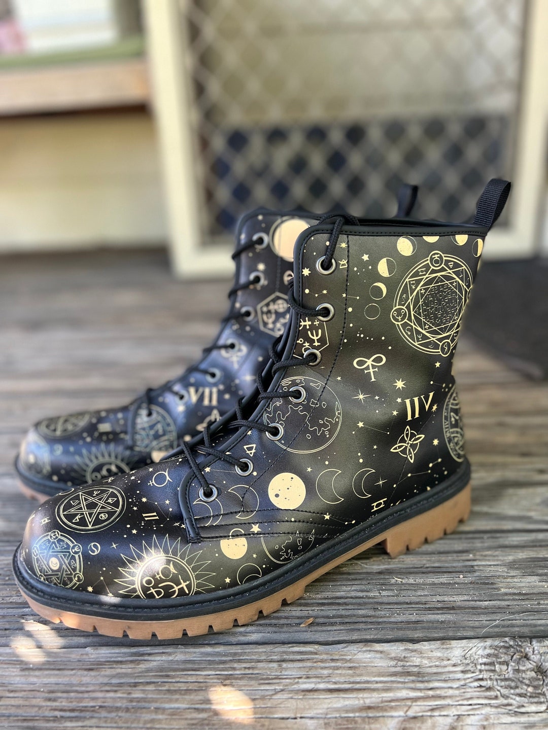 Celestial Boots, Combat Boots Women, Witchy Boots, Handcrafted Boots ...