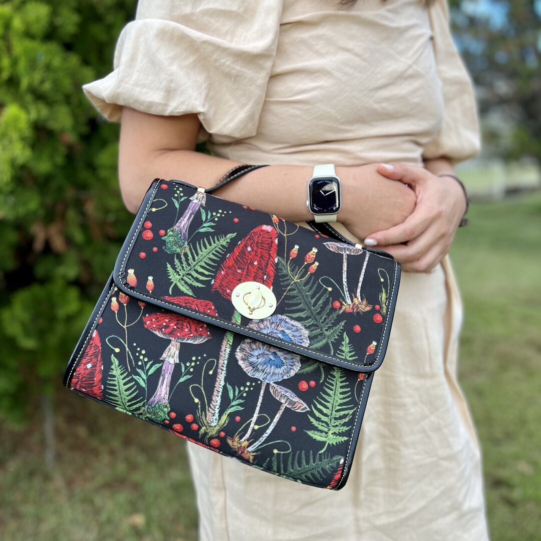 Mushroom Purse, Satchel, Cottagecore Handbag, Goblincore Purse, Canvas ...