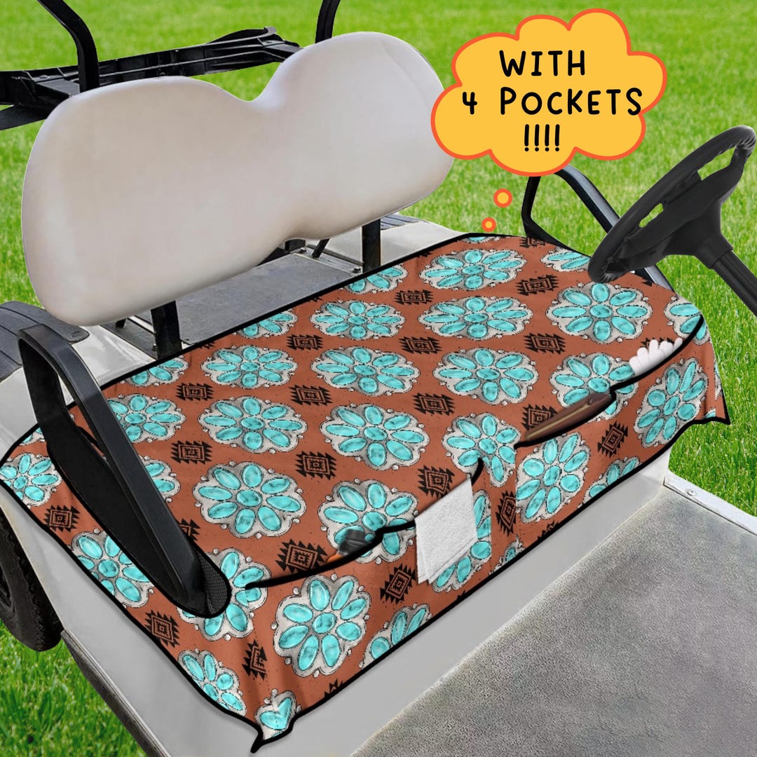 Western Aztec Golf Cart Seat Cover With Pockets, Golf Gift, Golf Towel ...