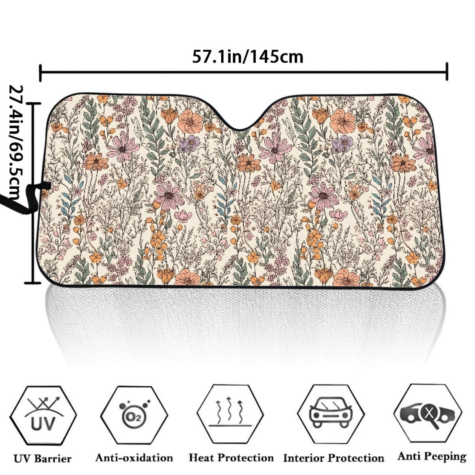 Wildflowers Car Sun Shade Windshield Sun Shade Sun Shade Panel Sun ...