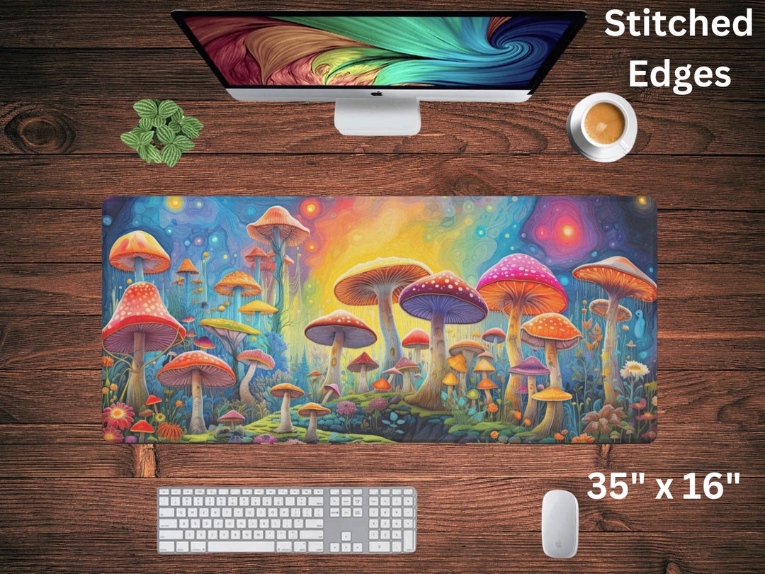 Magic Mushroom Desk Mat, Psychedelic Art Desk Mat, Large Mousepad ...