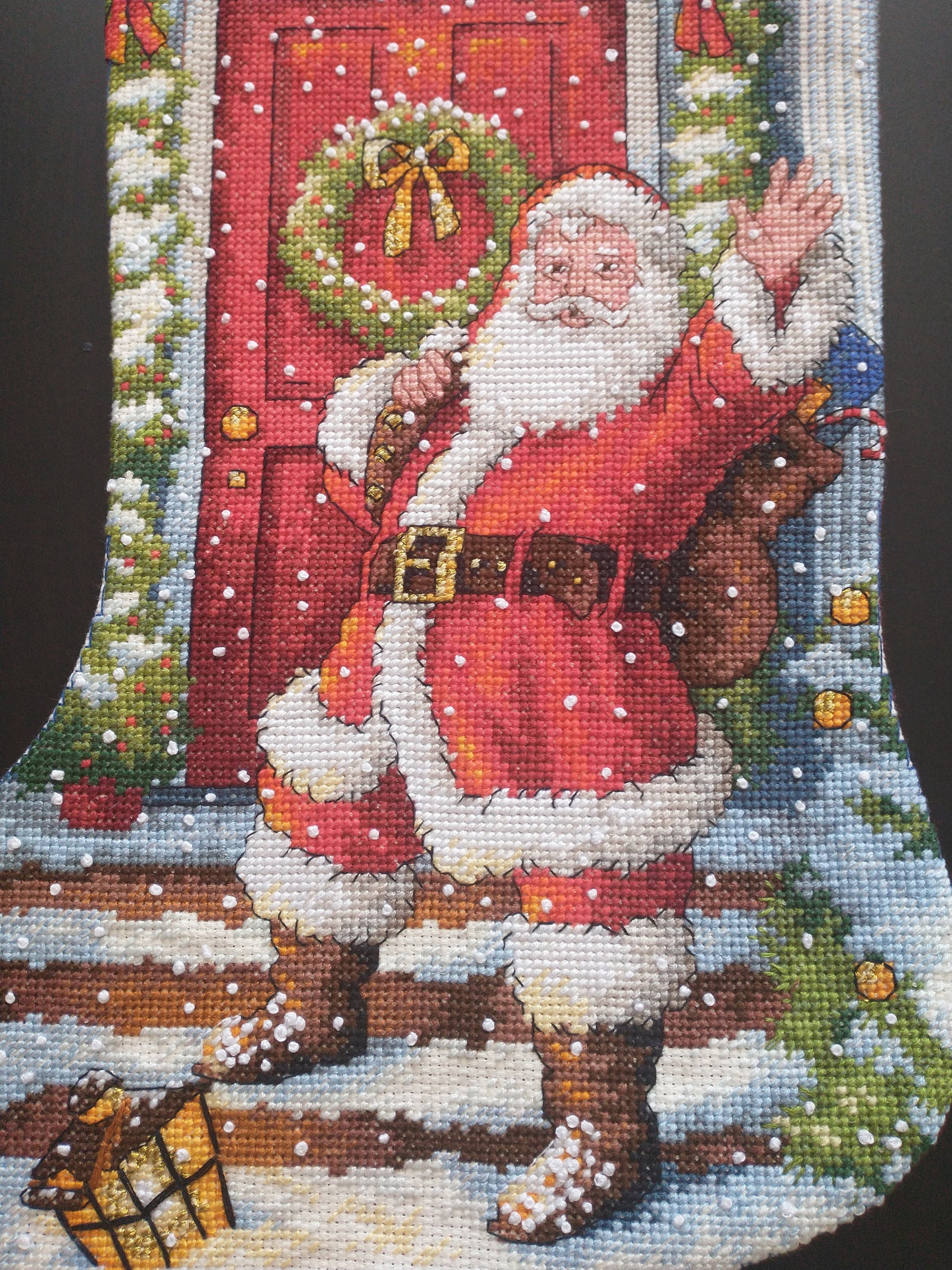 Personalized Christmas Stocking With Hand Embroidered Santa Claus ...
