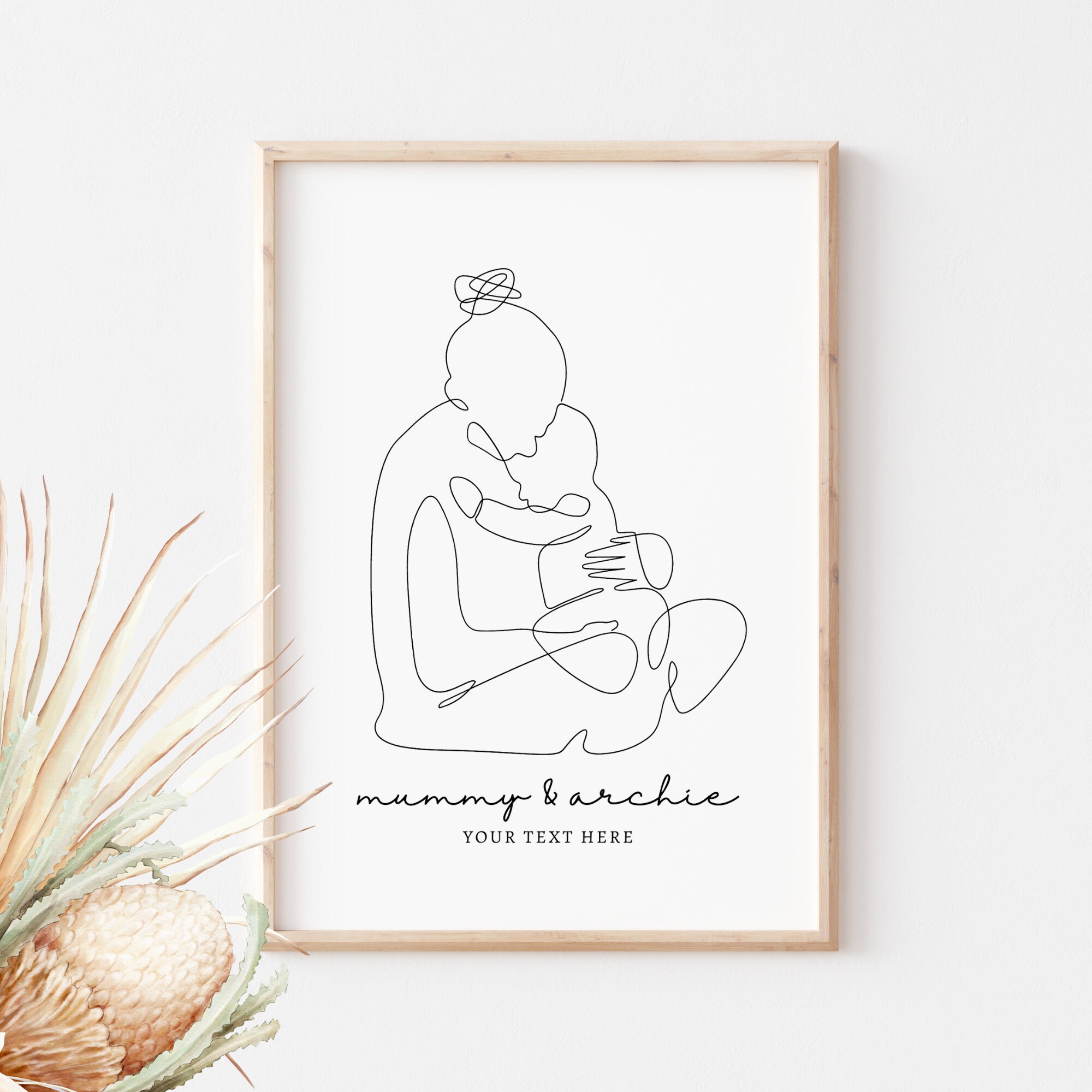 Mother and Child Line Drawing Digital Art Mum and Child Line - Etsy ...