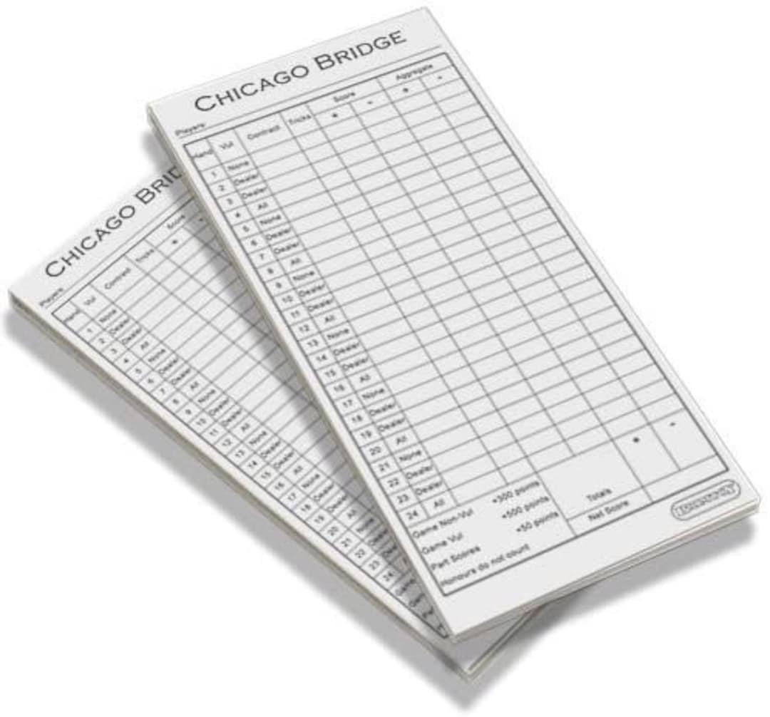 Chicago Bridge Score Pads / Scoring Cards (twin Pack) - Etsy UK