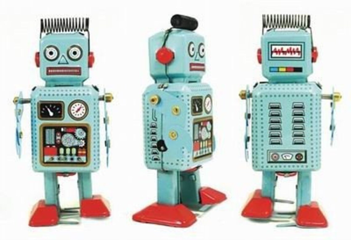 Blue Radar Robot Tin Toy - Etsy UK