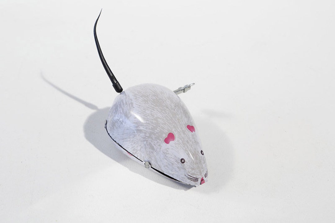 Clockwork Grey/white Tin Mouse - Etsy