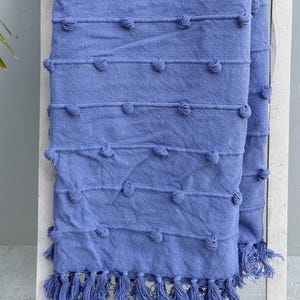 Wild Blue Hand Loom Woven Cotton Throw Blanket - Decorative Chunky ...
