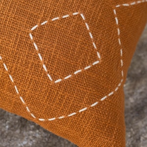 Rust Hand Kantha Cushion Cover - 100% Cotton Rust Handmade Embroidery ...