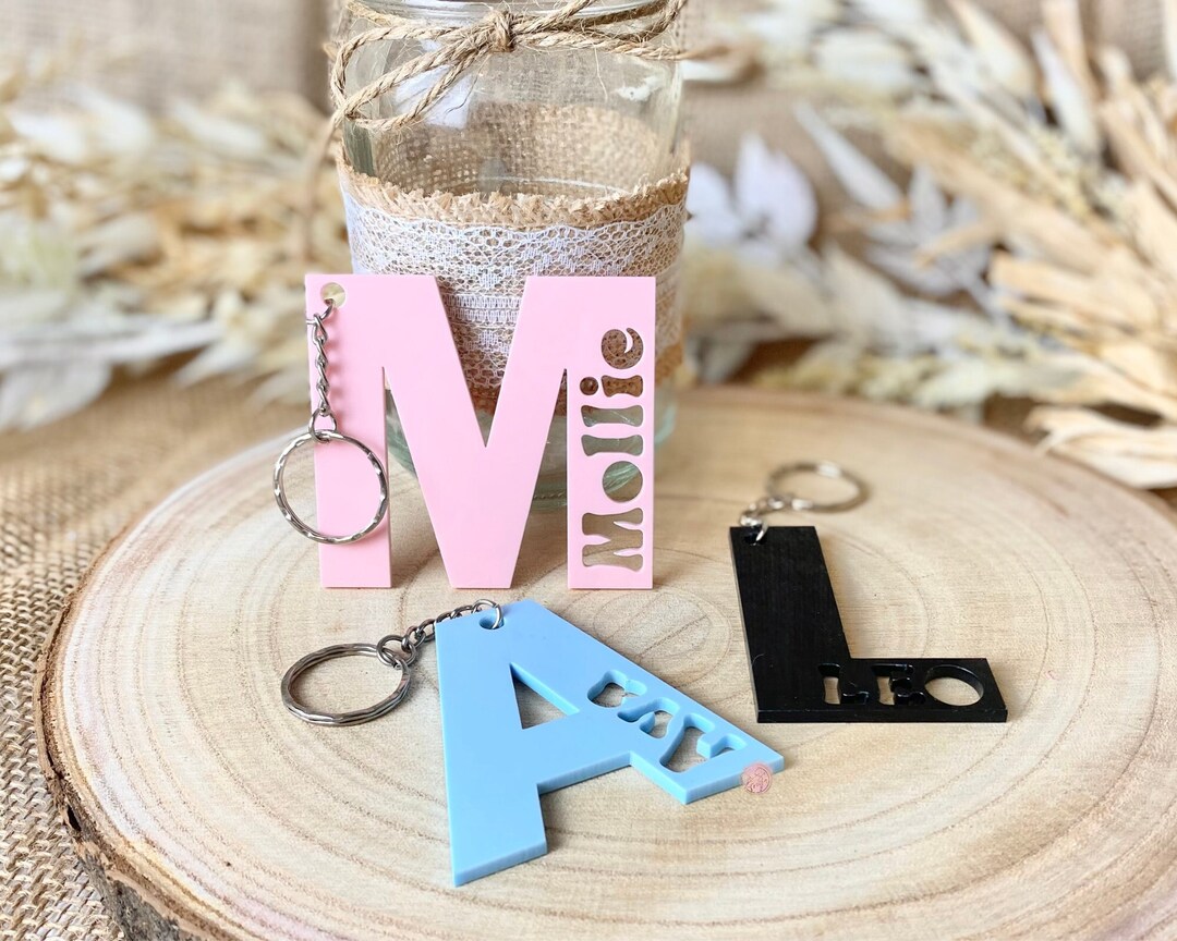 Acrylic Alphabet Name Keyring Name Bag Charm, Name Keyring ...