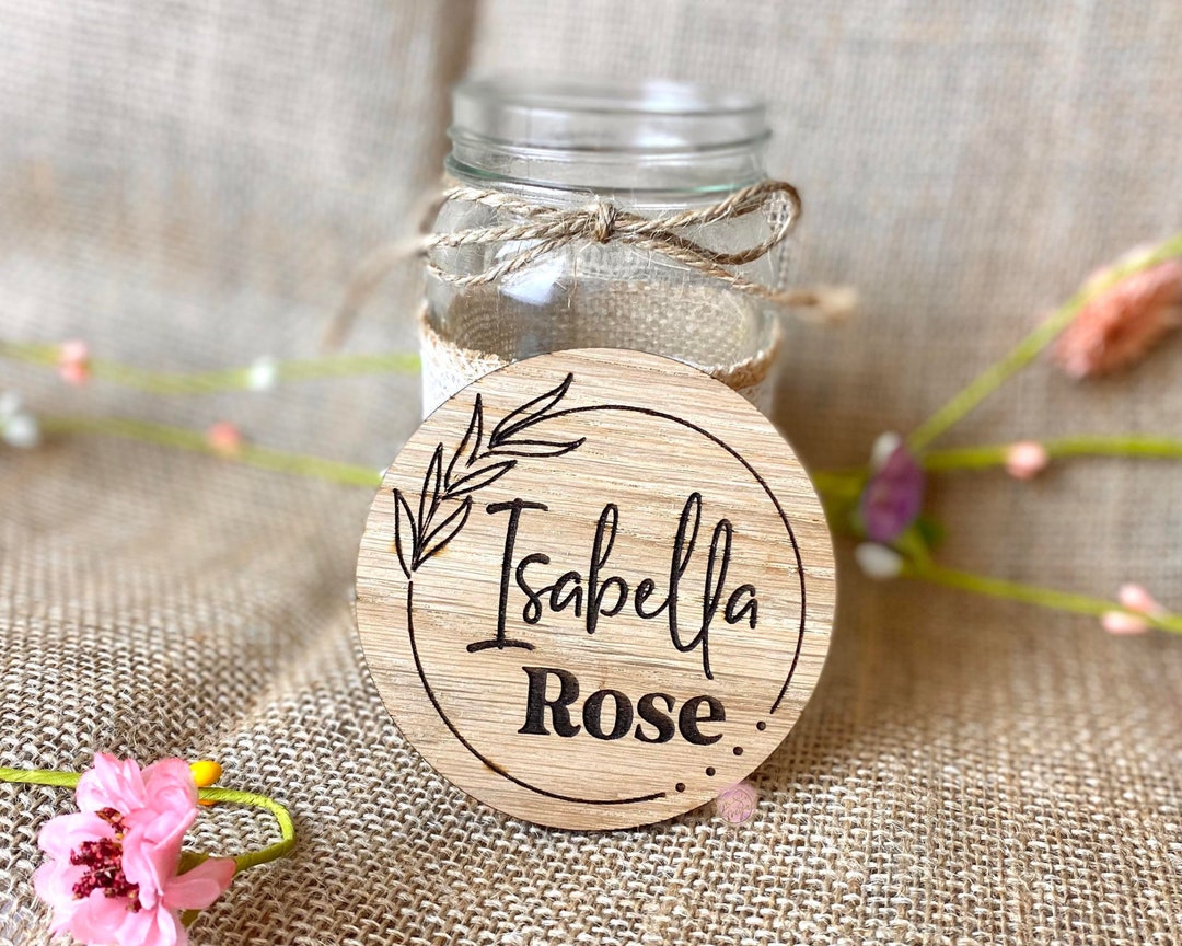 Laser Engraved Wooden Baby Name Disc Baby Name Reveal, Birth Reveal ...