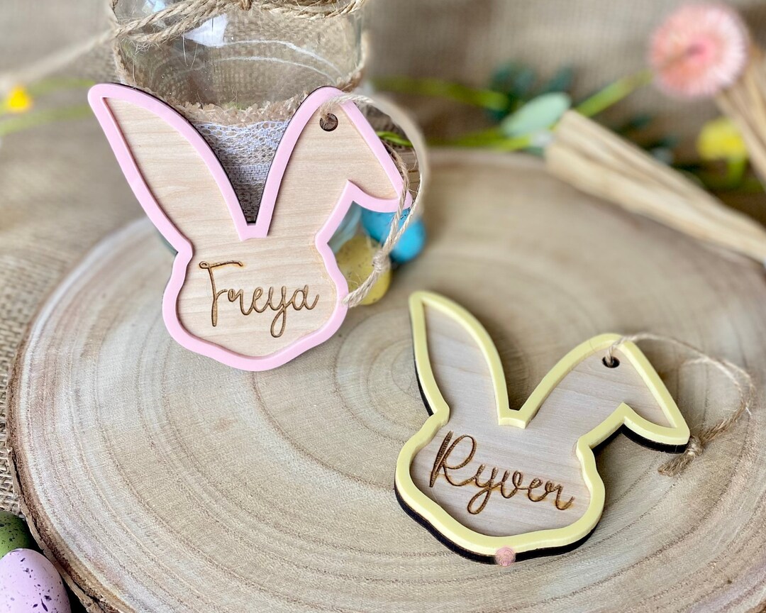 Laser Engraved Wooden Personalised Easter Rabbit Head Hanging ...