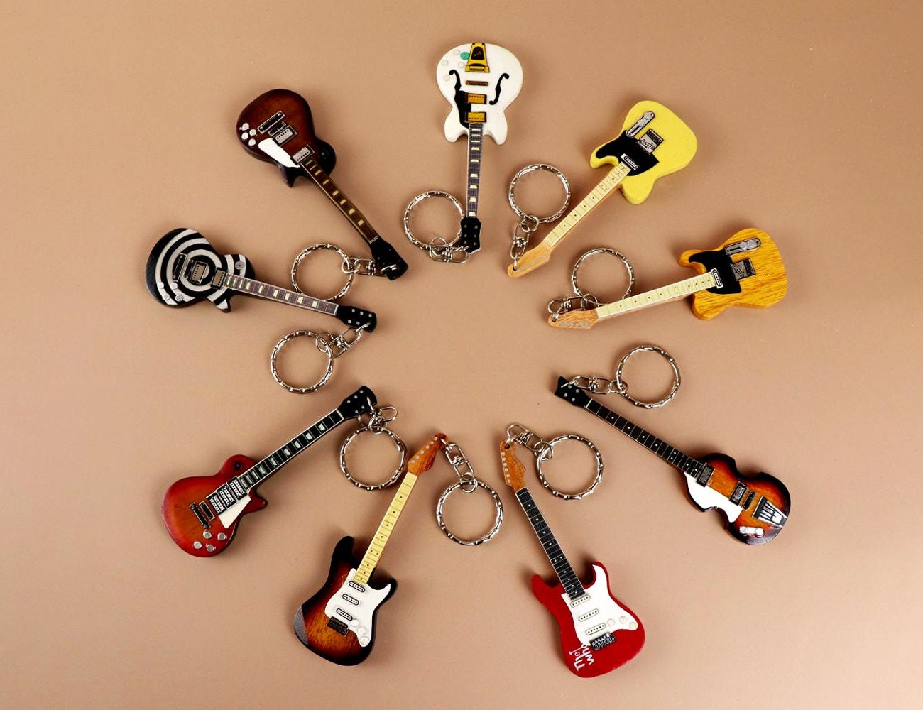 Wooden Guitar Keyrings / Keychains 2 - Etsy