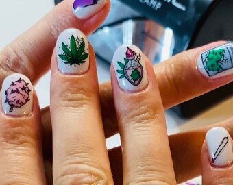 Cannabis Nail Decals - Etsy