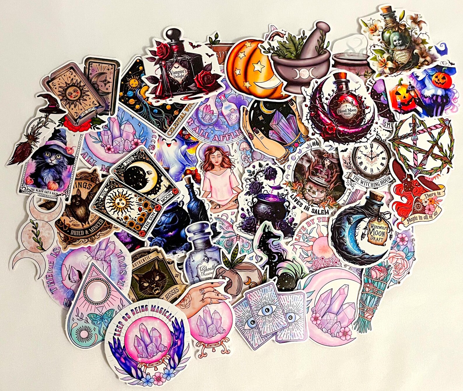 50 or 100 Count Witchy Die Cut Sticker Pack - Halloween Stickers ...