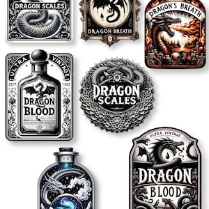 Dragon & Vampire Apothecary Labels: Halloween Potion Bottle Stickers - Etsy