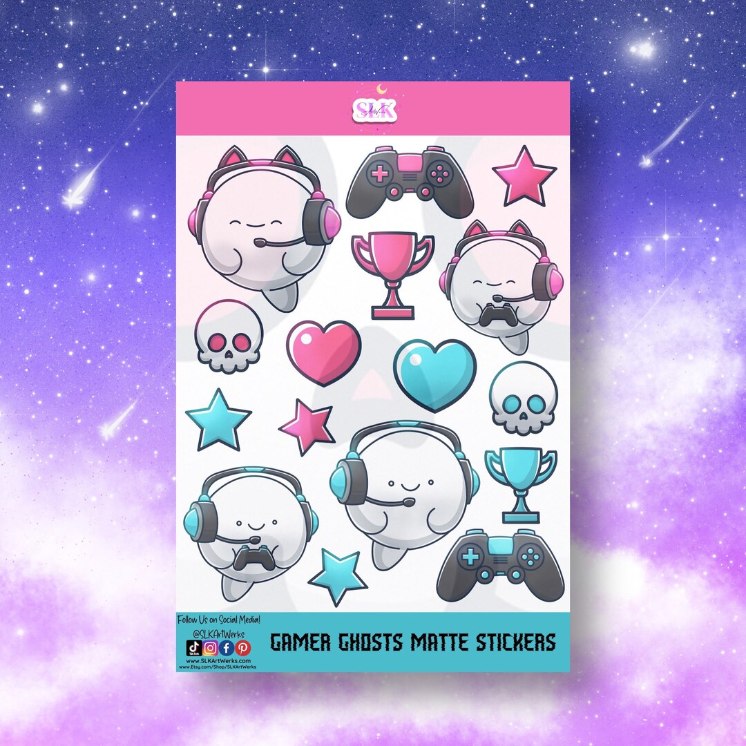 Ghost Gamer Sticker Sheet Durable Waterproof Vinyl Sticker - Etsy