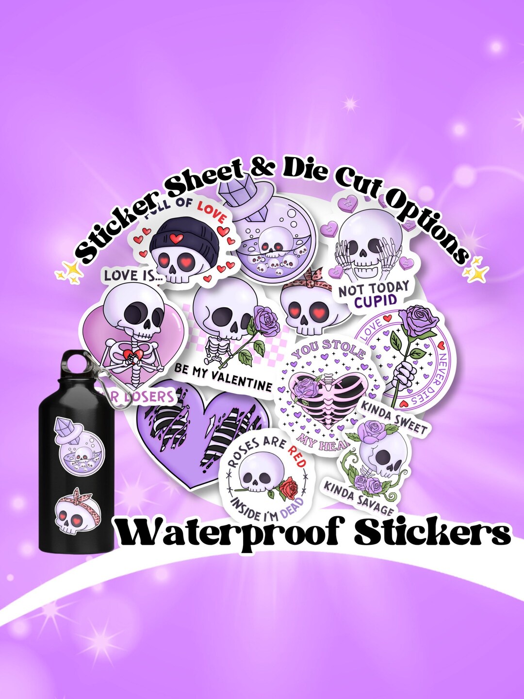 Creepy Cute Valentines Day Stickers Durable Waterproof Vinyl Stickers ...