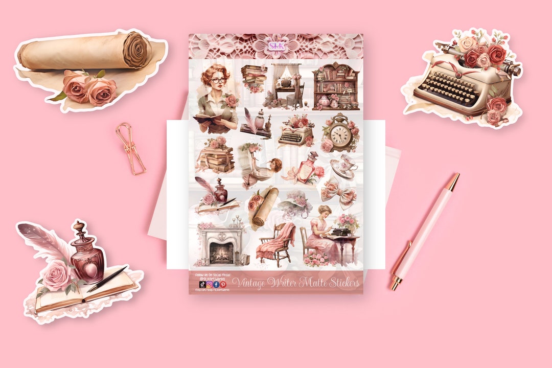 Vintage Writer Stickers Durable Waterproof Vinyl Stickers Stickers ...