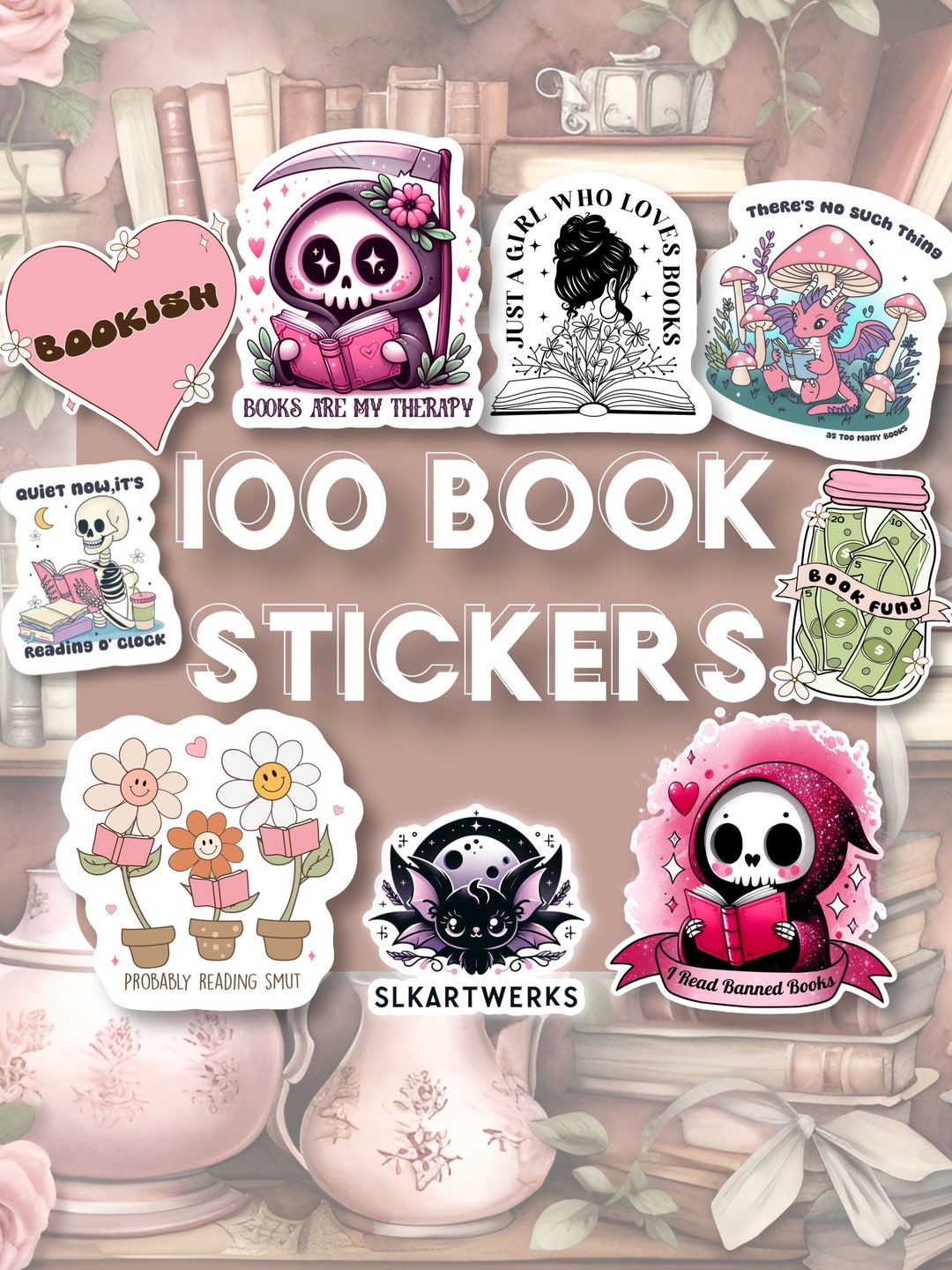 100 Count MINI Bookish Sticker Packs Notebook/planner Stickers Mystery ...