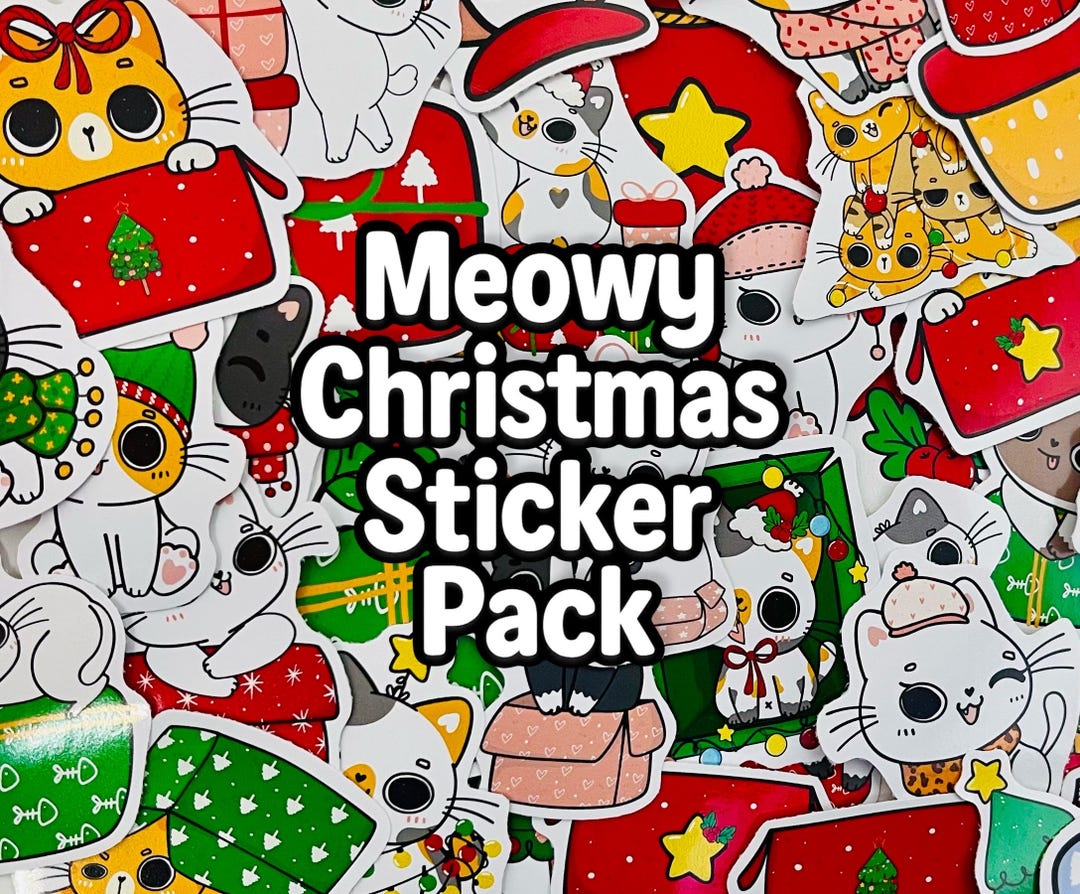 Meowy Christmas Cat Sticker Pack | Cute Holiday Cats | Cozy Gifts ...
