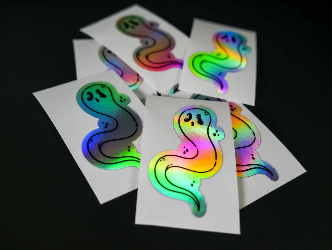 Spooky Ghost Holographic Sticker - Waterproof Halloween Vinyl Decal - Etsy