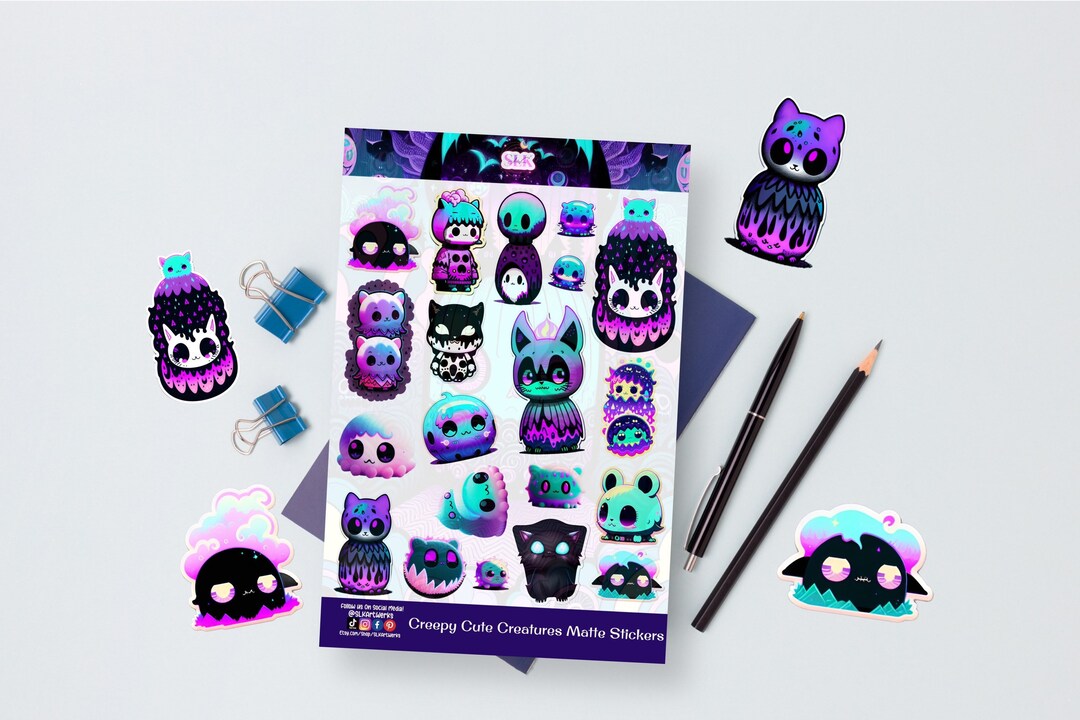 Creepy Cute Creatures Stickers Durable Waterproof Vinyl Stickers Cute ...