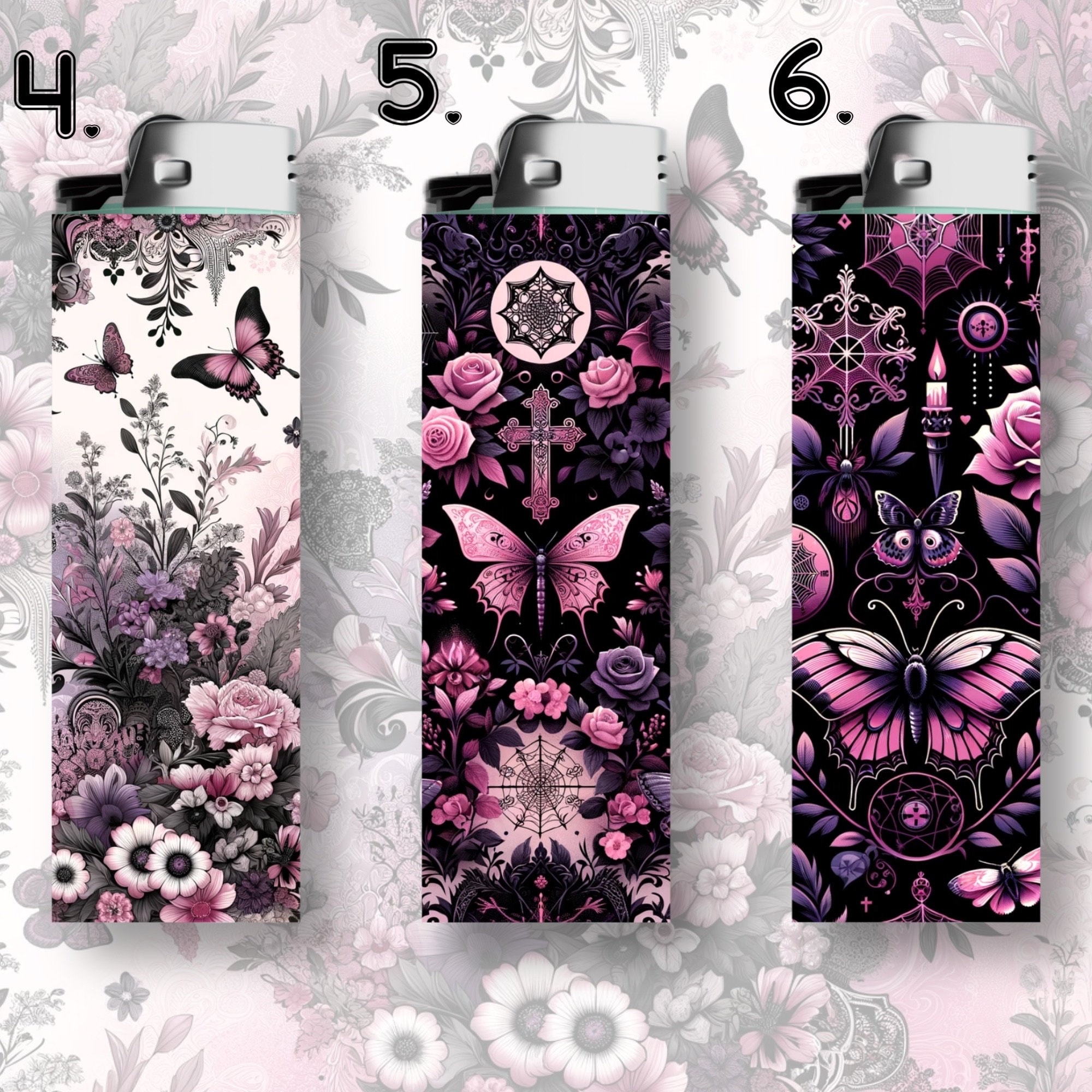 Spring Goth Lighter Wrap - Cute Goth Lighter Sticker - Wrap ONLY ...