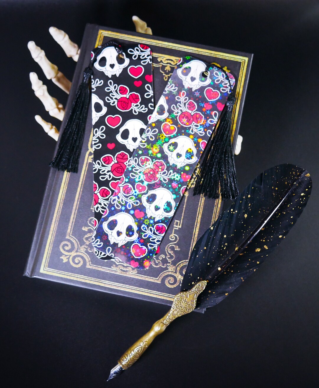 Cat Skull Bookmark Laminated Bookmark Bookish Accessories Custom ...