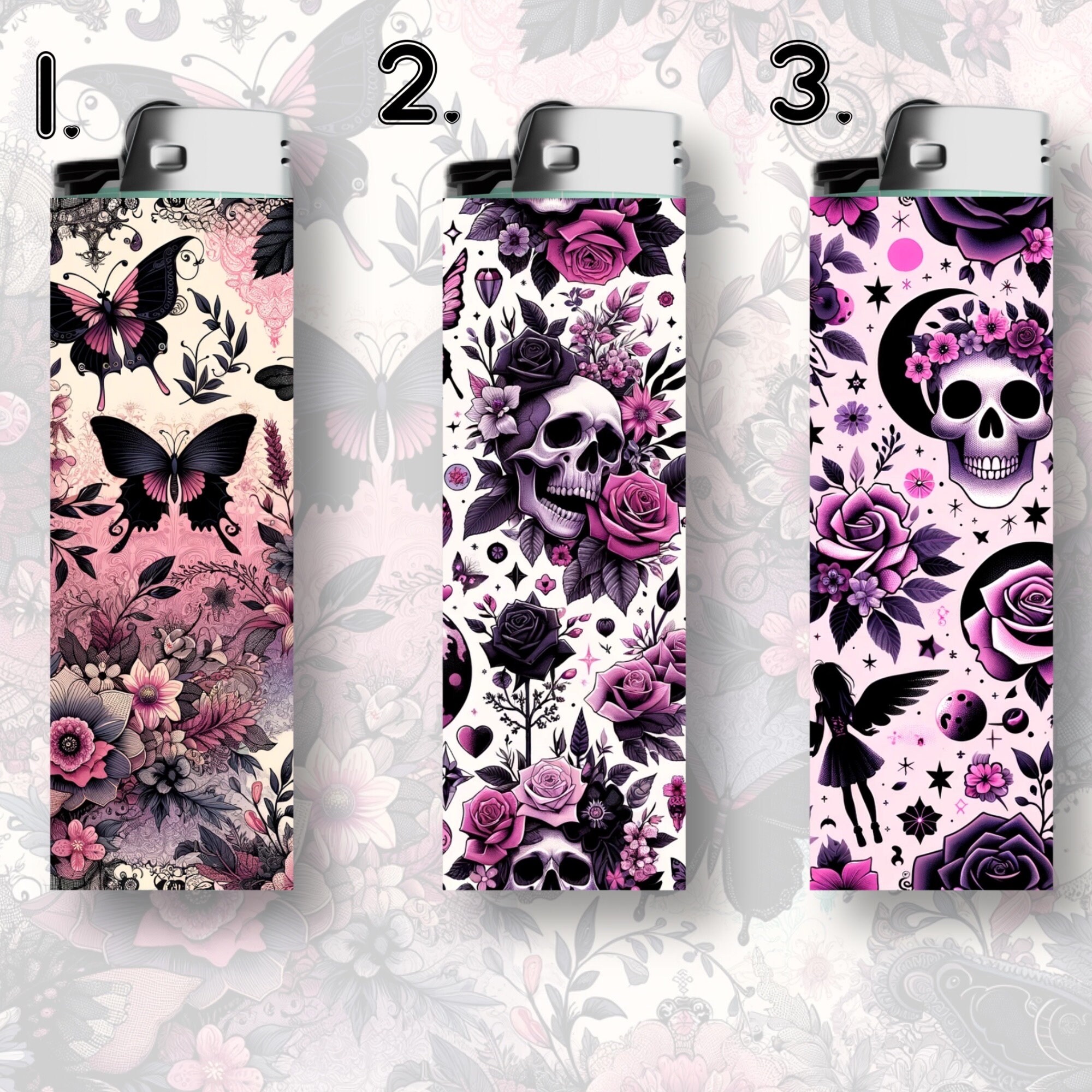 Spring Goth Lighter Wrap - Cute Goth Lighter Sticker - Wrap ONLY ...