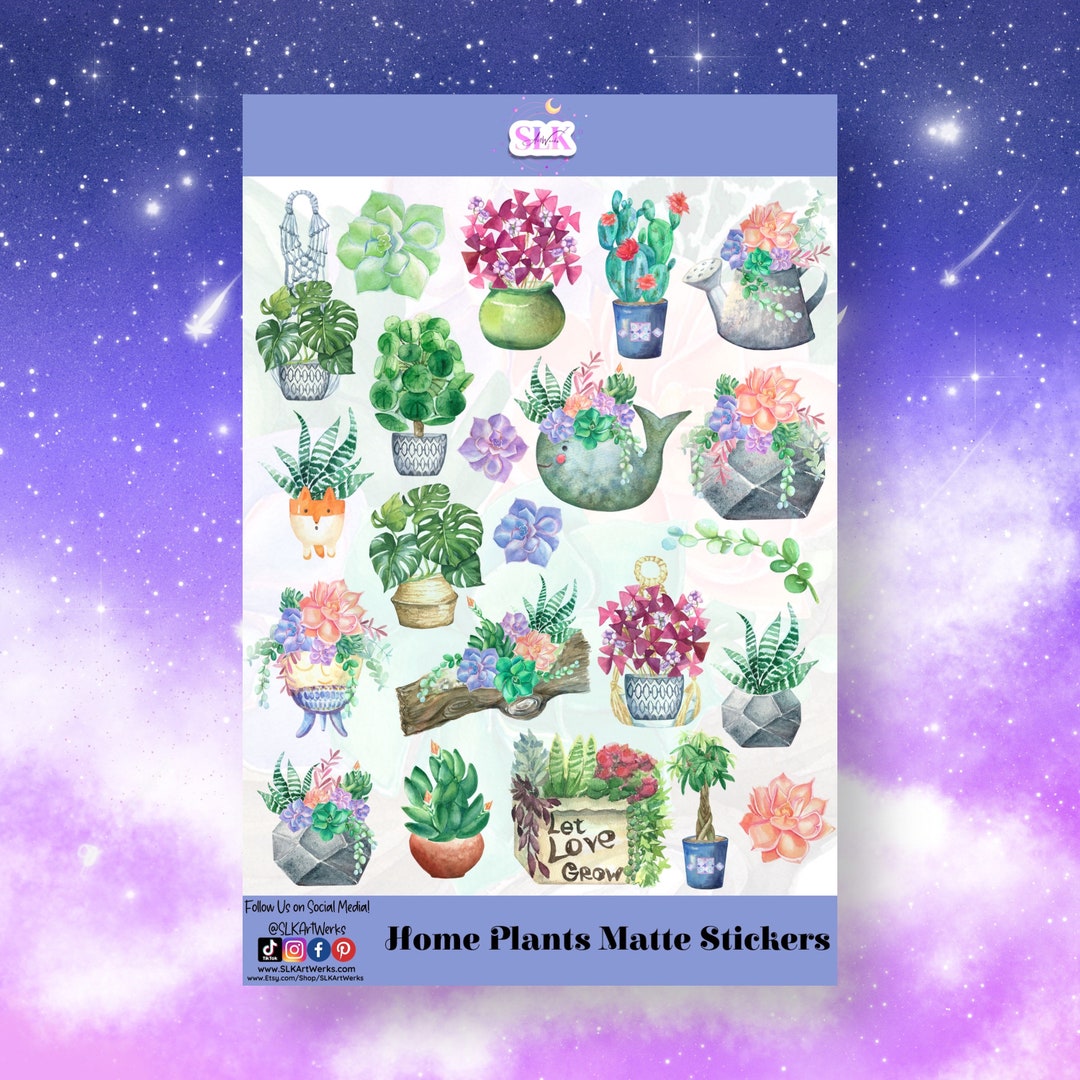 Home Plants Sticker Sheet Durable Waterproof Vinyl Sticker Pack ...