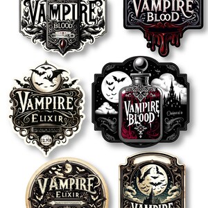 Dragon & Vampire Apothecary Labels: Halloween Potion Bottle Stickers - Etsy