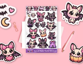 Purple Kawaii Baby Bat Goth Sticker Sheet Durable Waterproof Vinyl ...