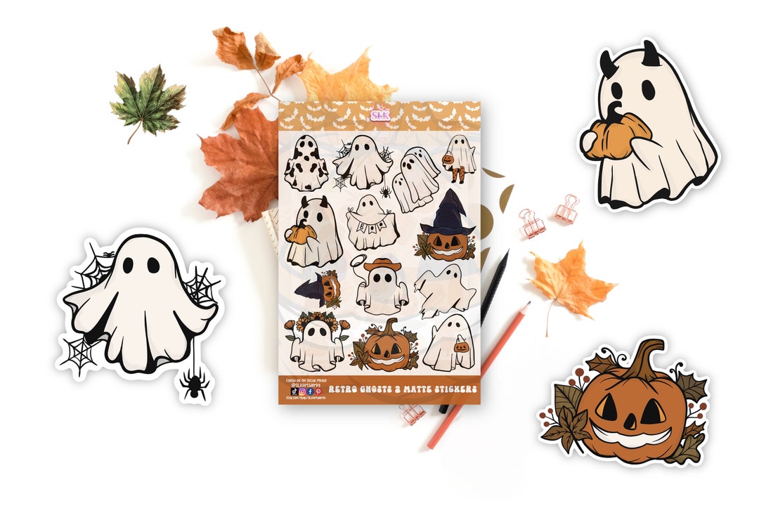 Retro Ghosts 2 Stickers Durable Waterproof Vinyl Stickers Stickers Sticker Pack MINI Sticker ...