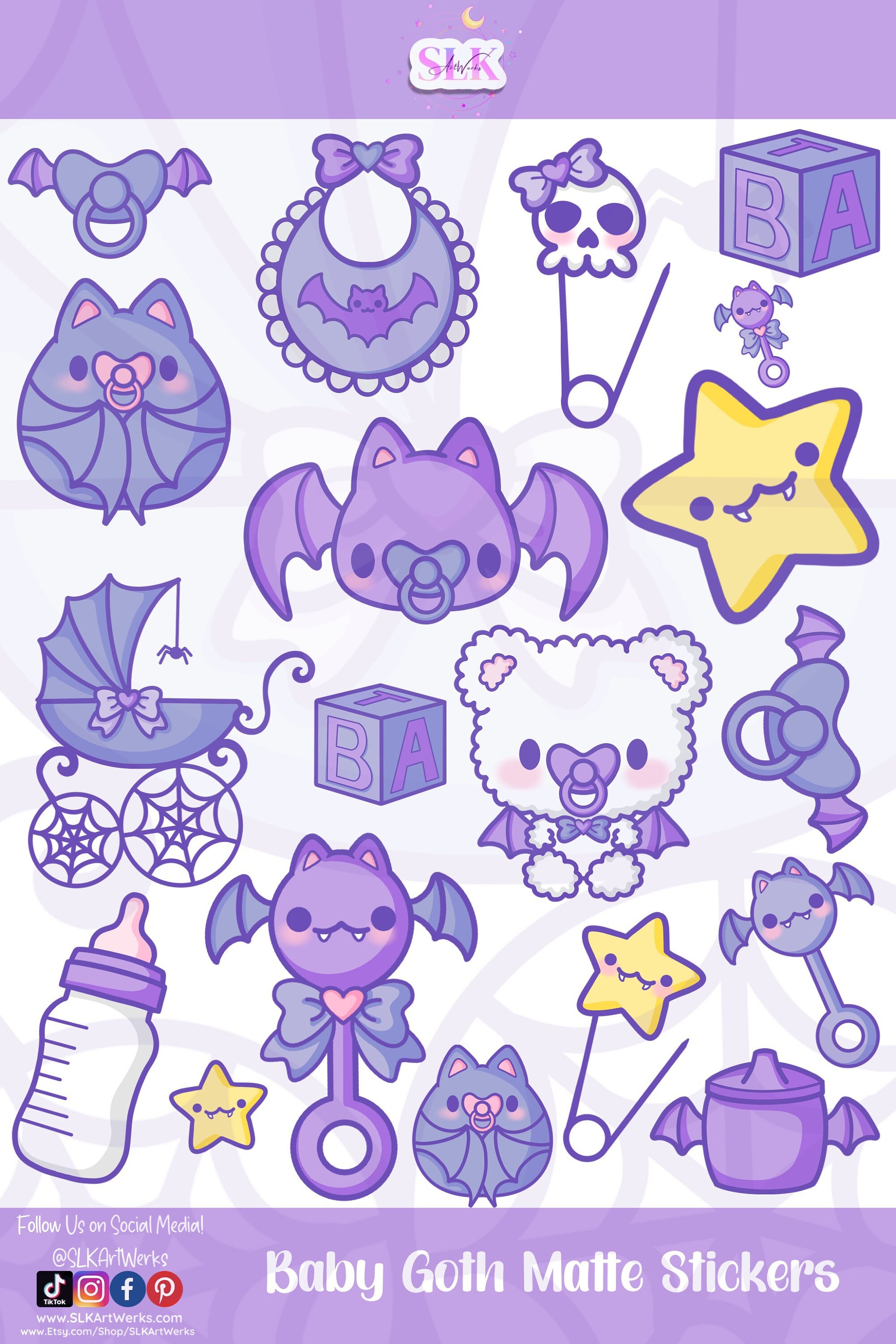 Stickers, Labels & Tags Paper & Party Supplies Pastel Kawaii Baby Bat ...