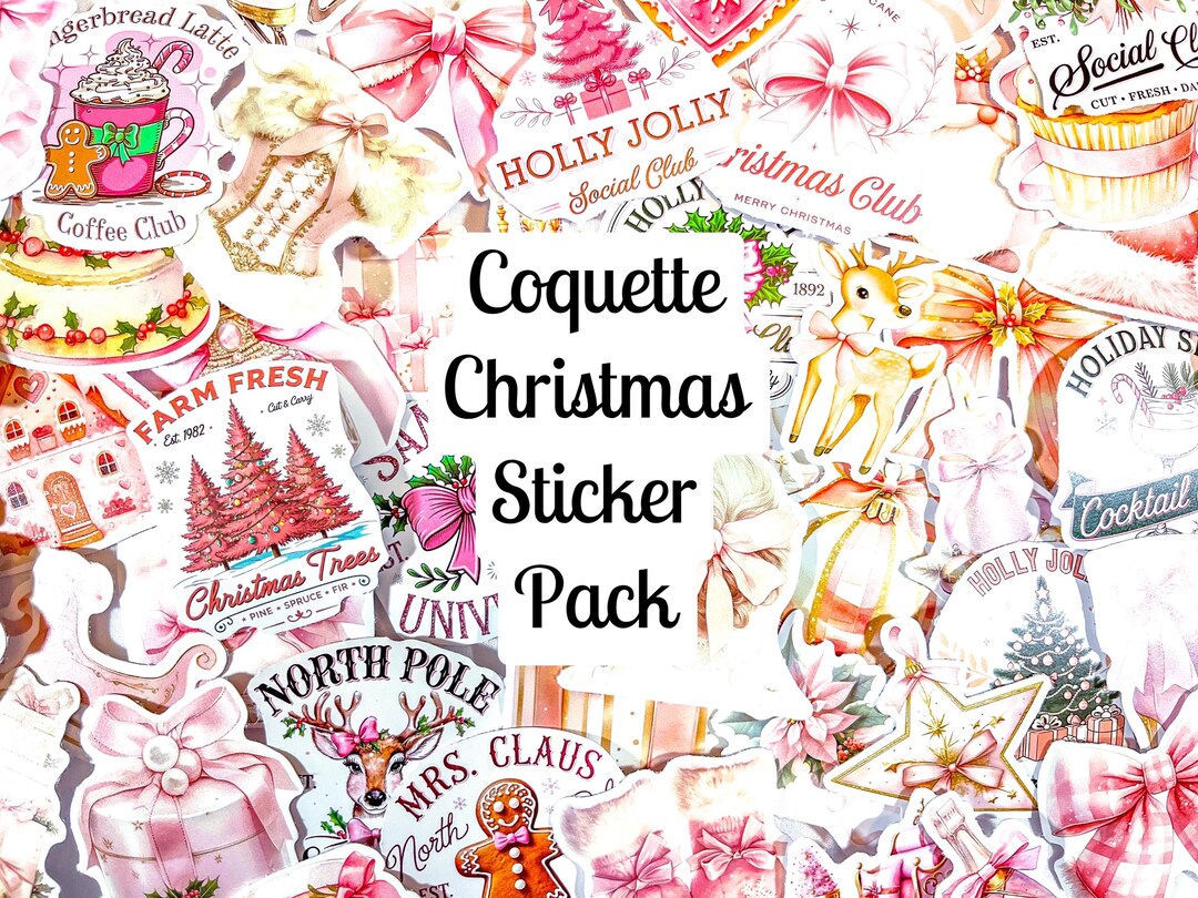 Coquette Christmas Stickers: Waterproof Vinyl Decals - Planner, Laptop ...