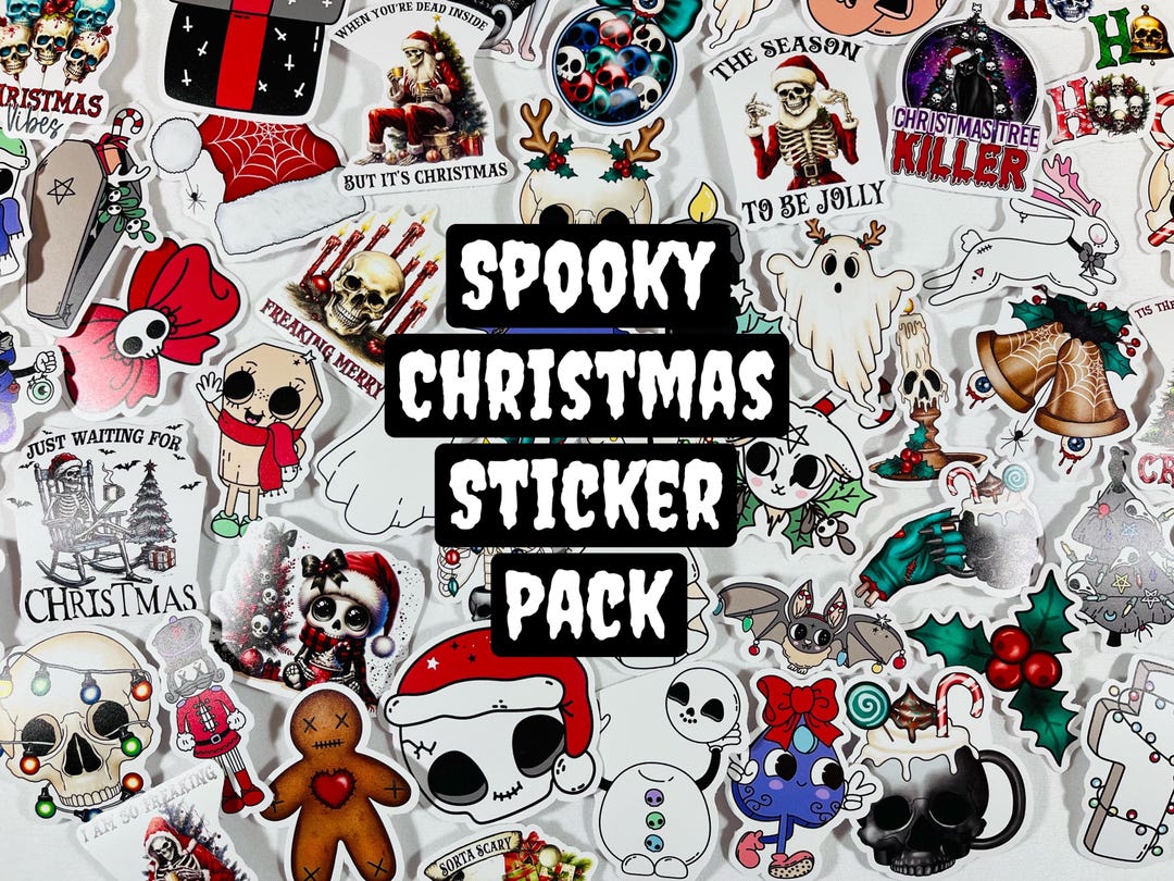50 or 100 Count Spooky Christmas Sticker Pack - Die Cut Stickers ...