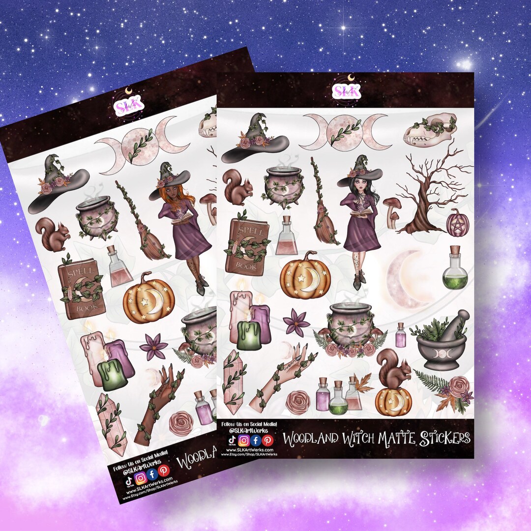 Woodland Witch Sticker Sheet Durable Waterproof Vinyl Sticker Pack ...